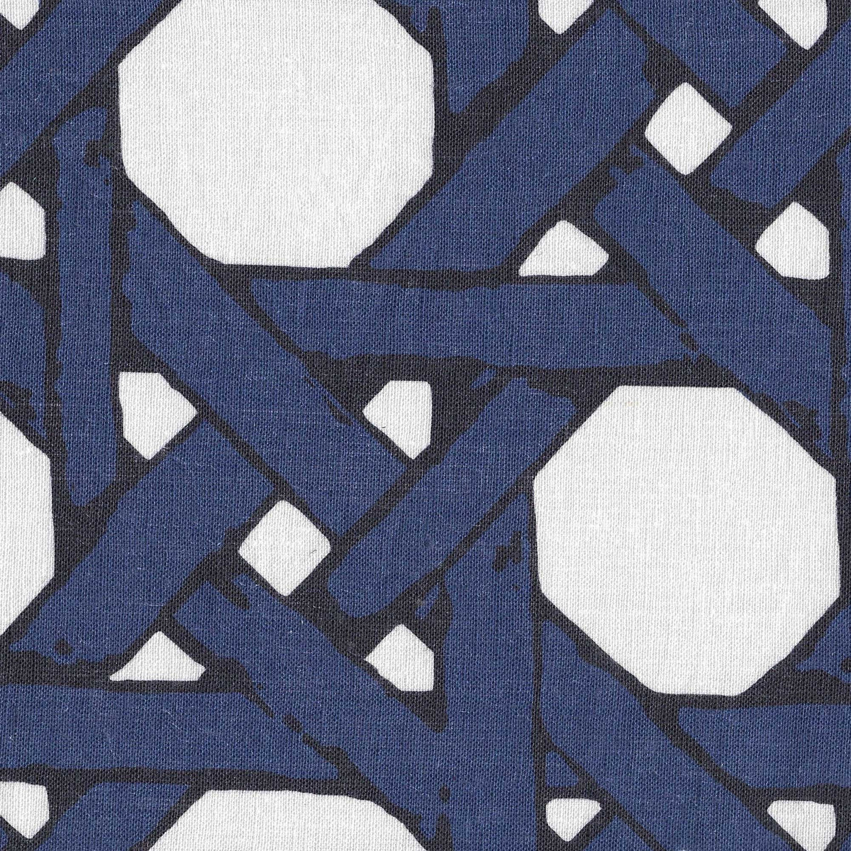 Navy and White Cane Back Linen Fabric – Post House