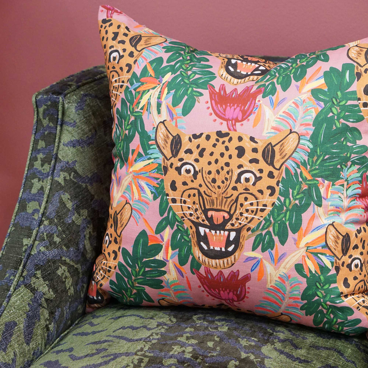 Fierce Leopard Pillow in Genuine Pink – Post House