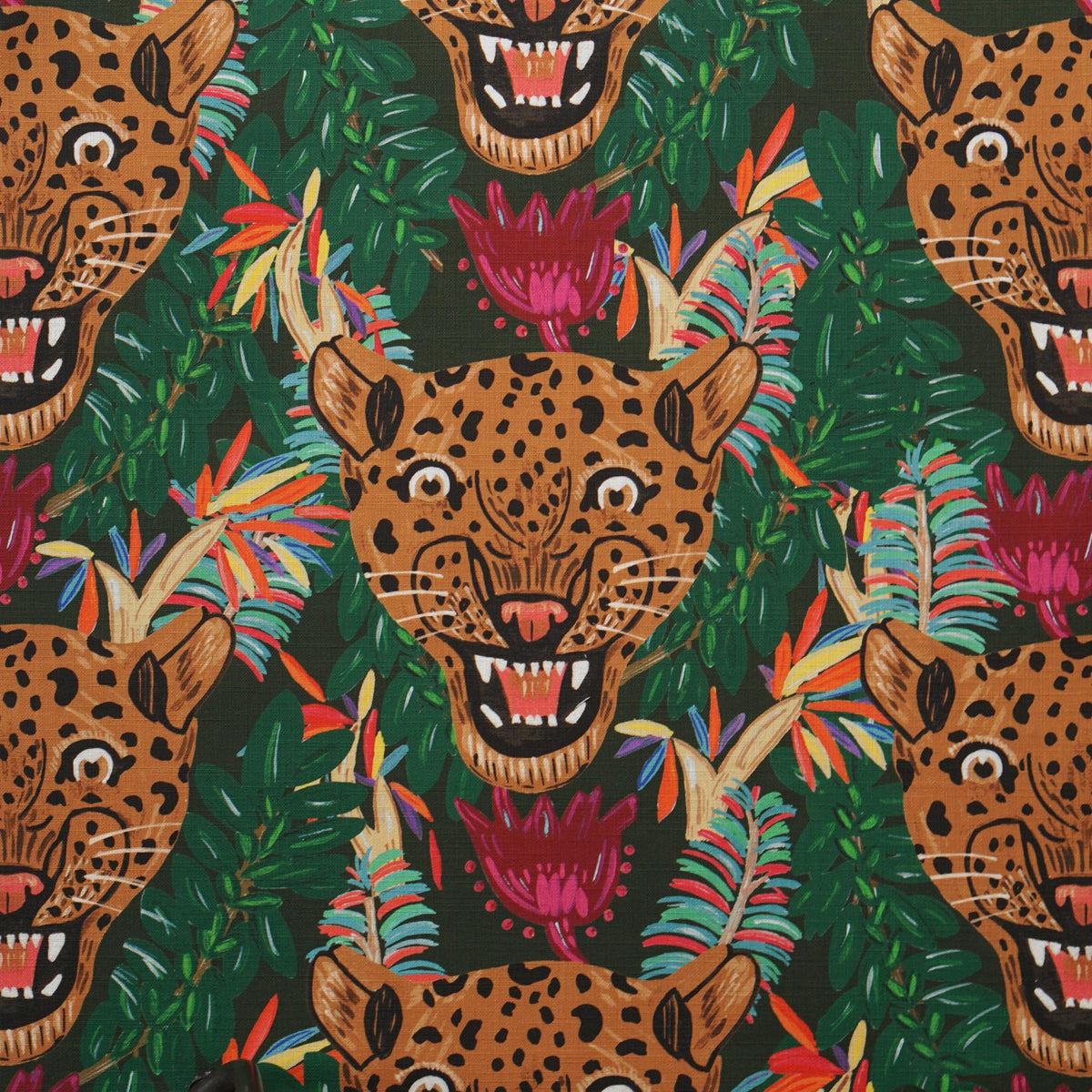 Fierce Leopard in Midnight Green Fabric – Post House