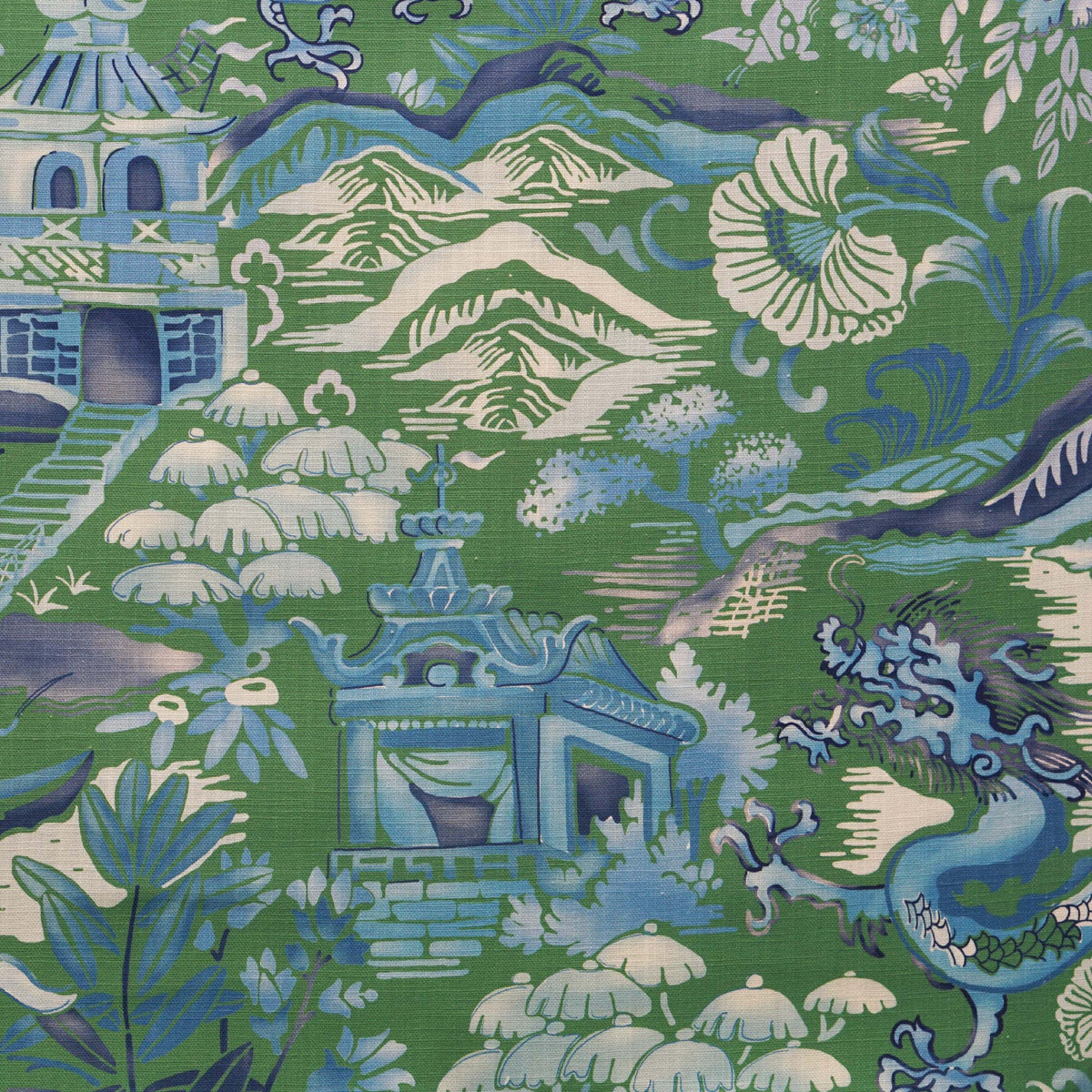 Blue and Green Asian Chinoiserie Fabric – Post House
